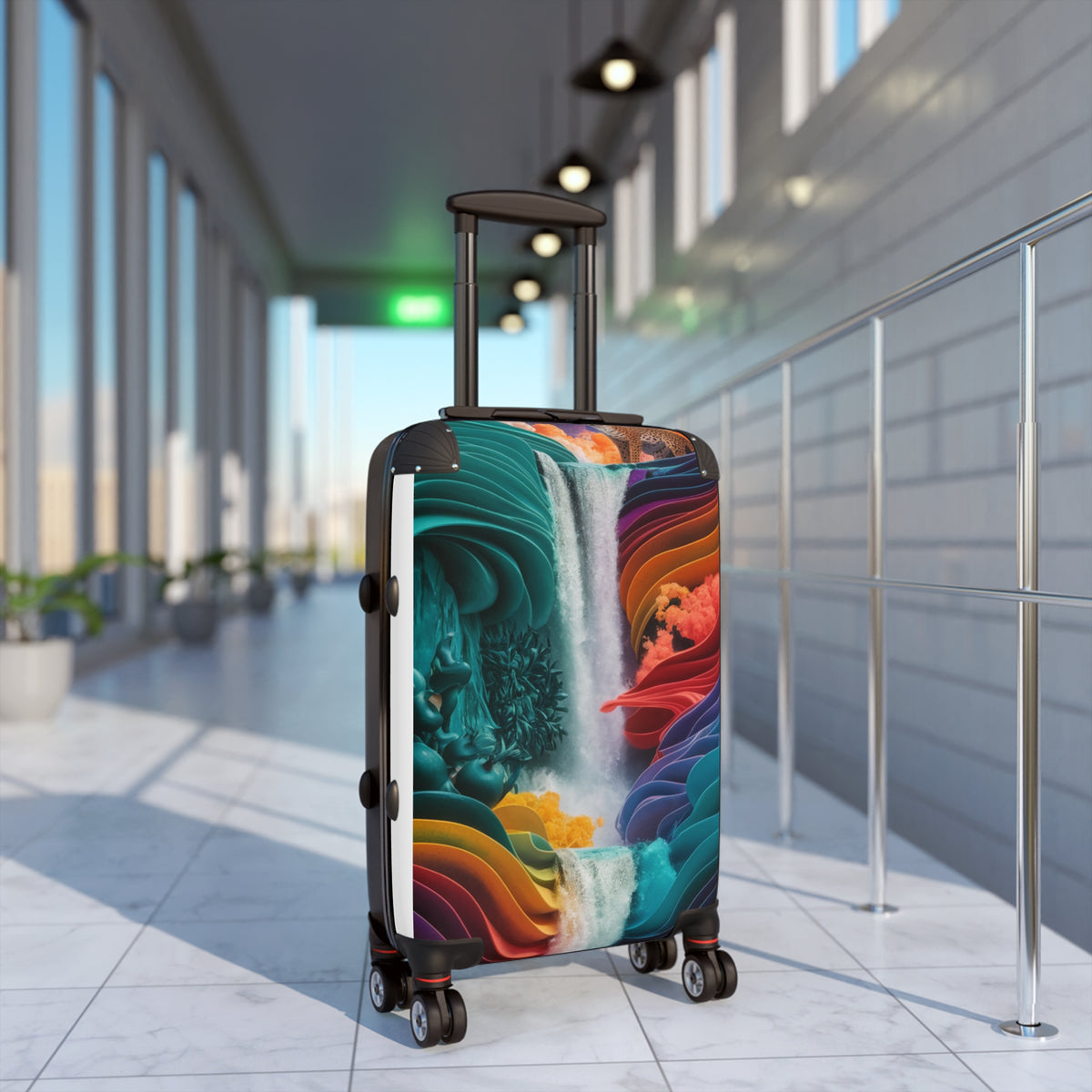 Vibrant Waterfall Design Suitcase - Colorful Travel Luggage for ...
