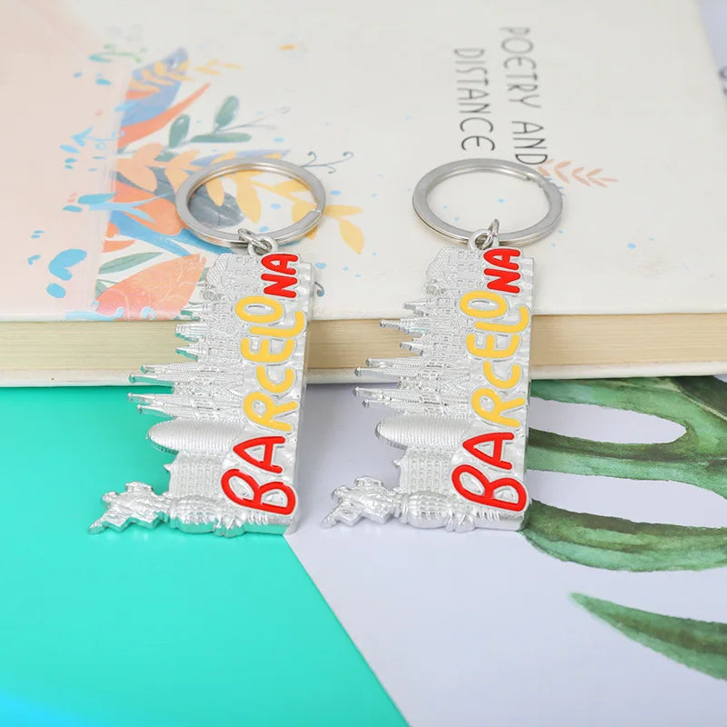 Barcelona Keychain Spain Travel Commemorative Key Chain Barkeno Gothic ...