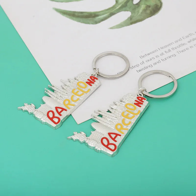 Barcelona Keychain Spain Travel Commemorative Key Chain Barkeno Gothic ...