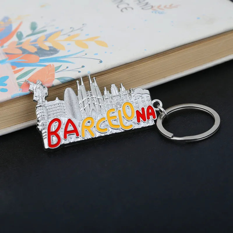 Barcelona Keychain Spain Travel Commemorative Key Chain Barkeno Gothic ...